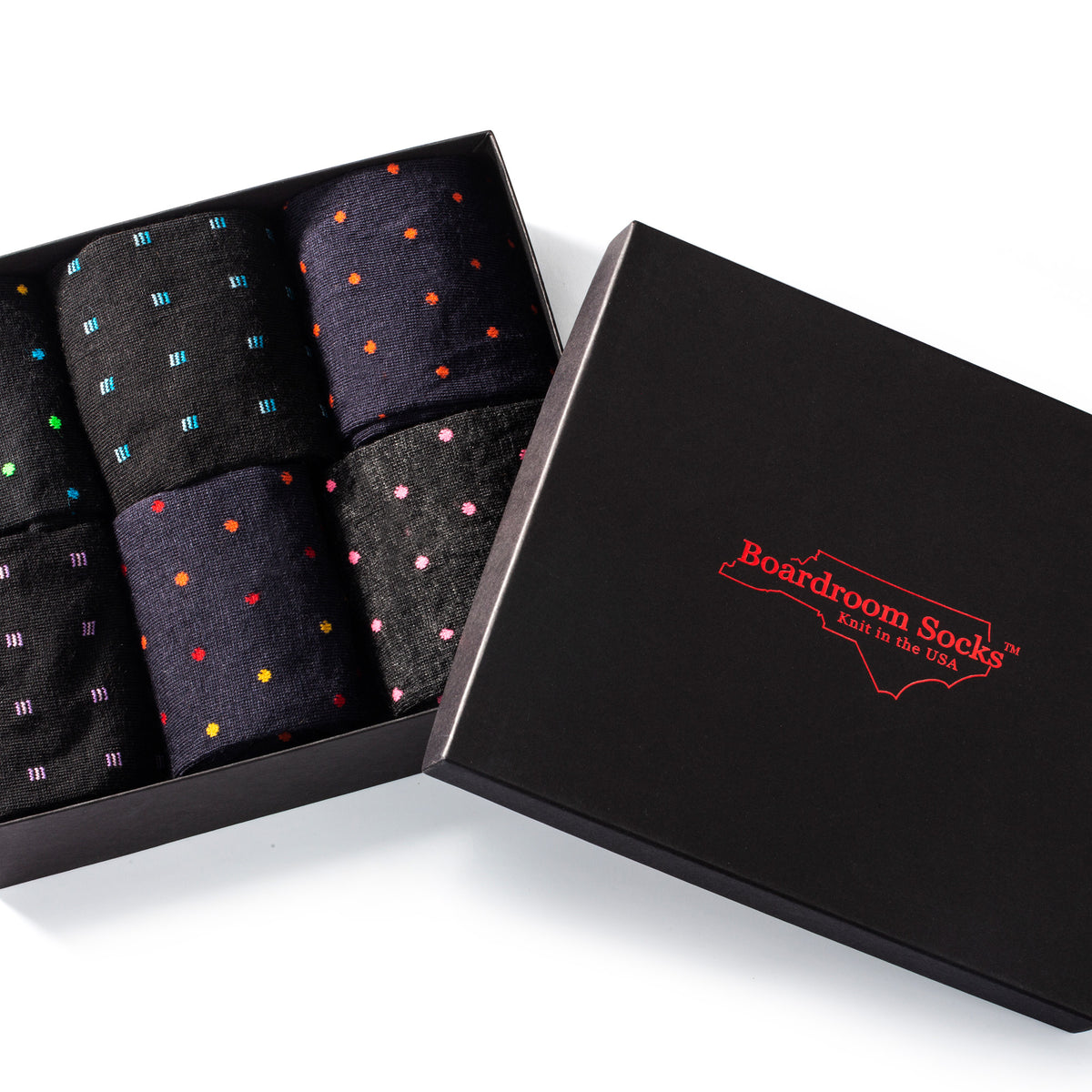 Merino Wool Mid-Calf Patterned Dress Socks - 6 Pair Gift Box ...
