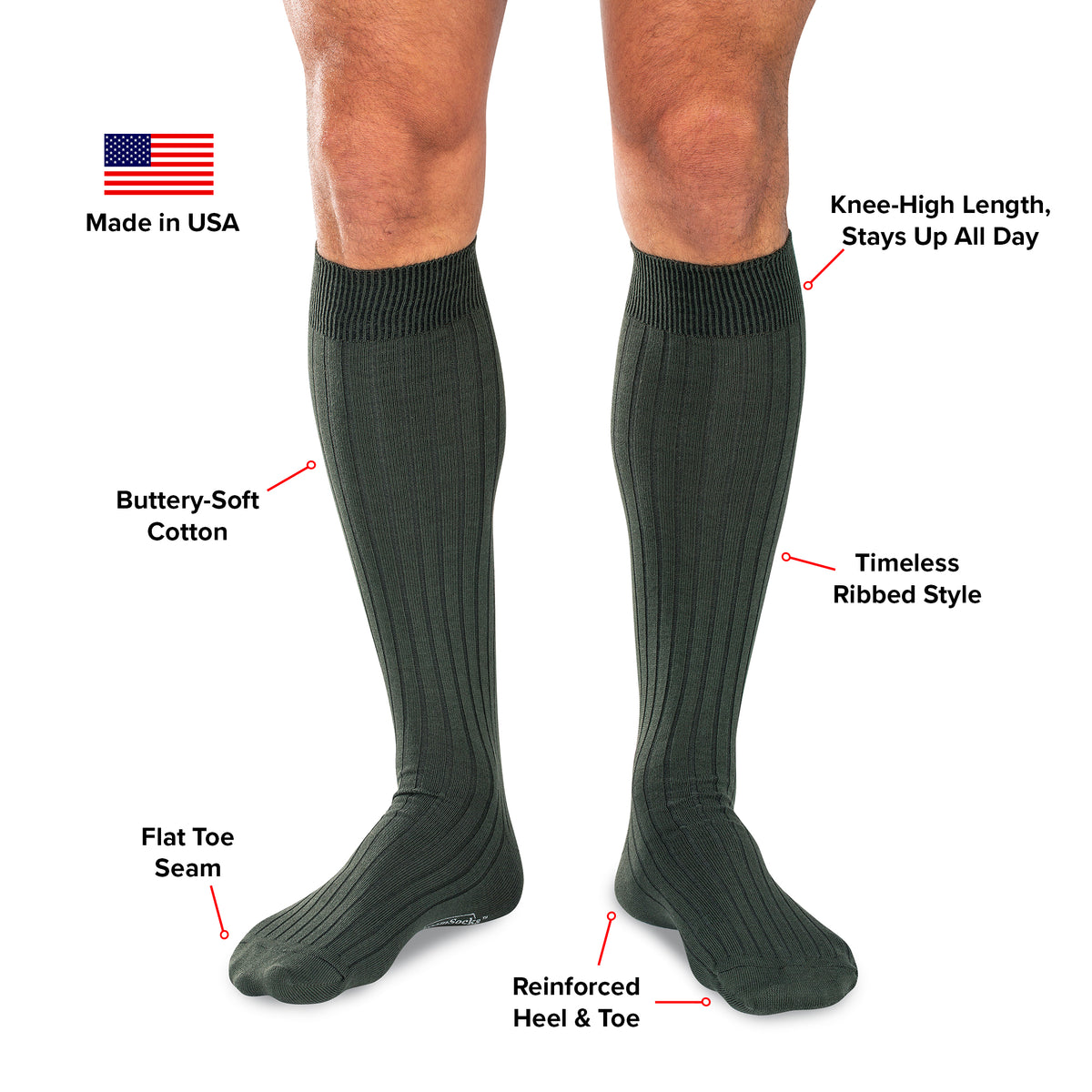 Cotton Over the Calf Dress Socks - 6 Pair Gift Box - Boardroom Socks