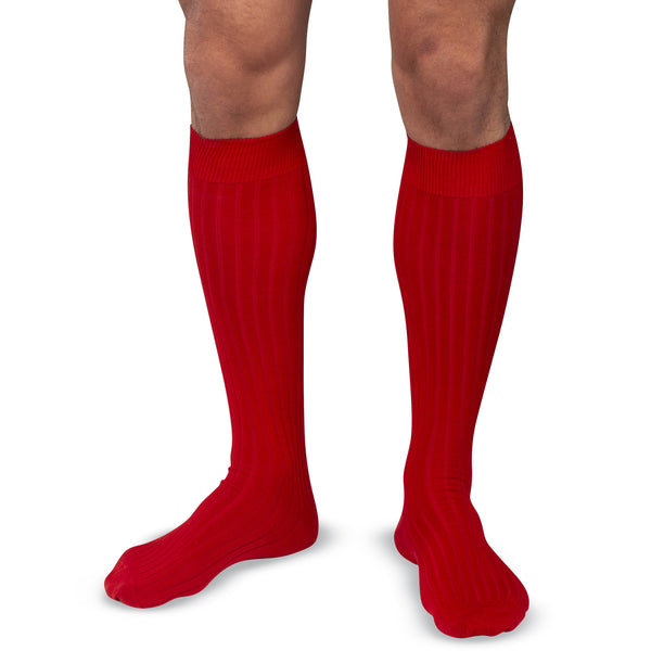 Red Cotton Over the Calf Dress Socks | Boardroom Socks