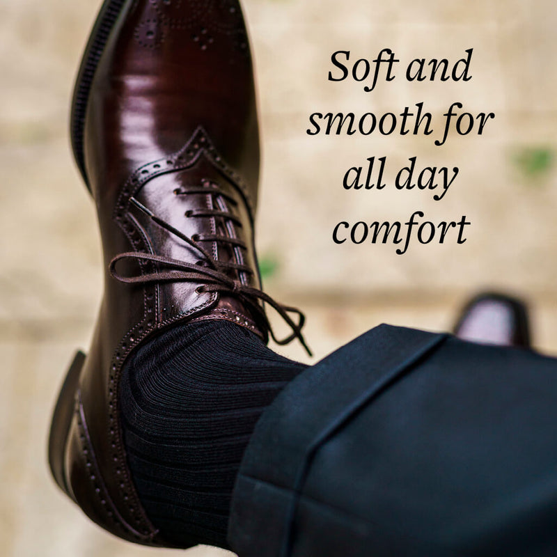 Black Cotton Mid Calf Dress Socks | Boardroom Socks